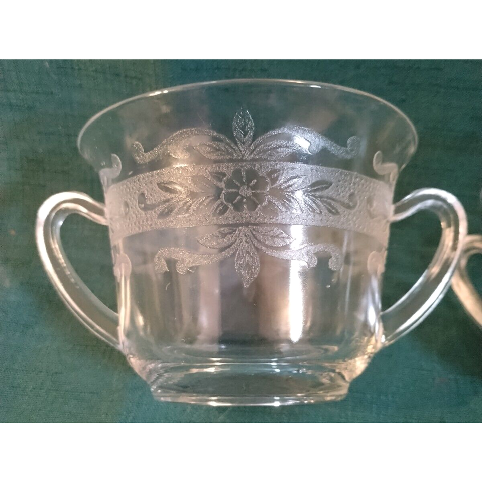 Macbeth Evans 1930's "S" Pattern Stippled Rose Band Clear Crystal Tea ...
