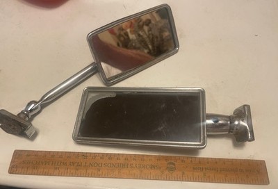 Two VERY Vintage Chrome Side View Mirror 6" & 5" X 2.75" RAT ROD ...