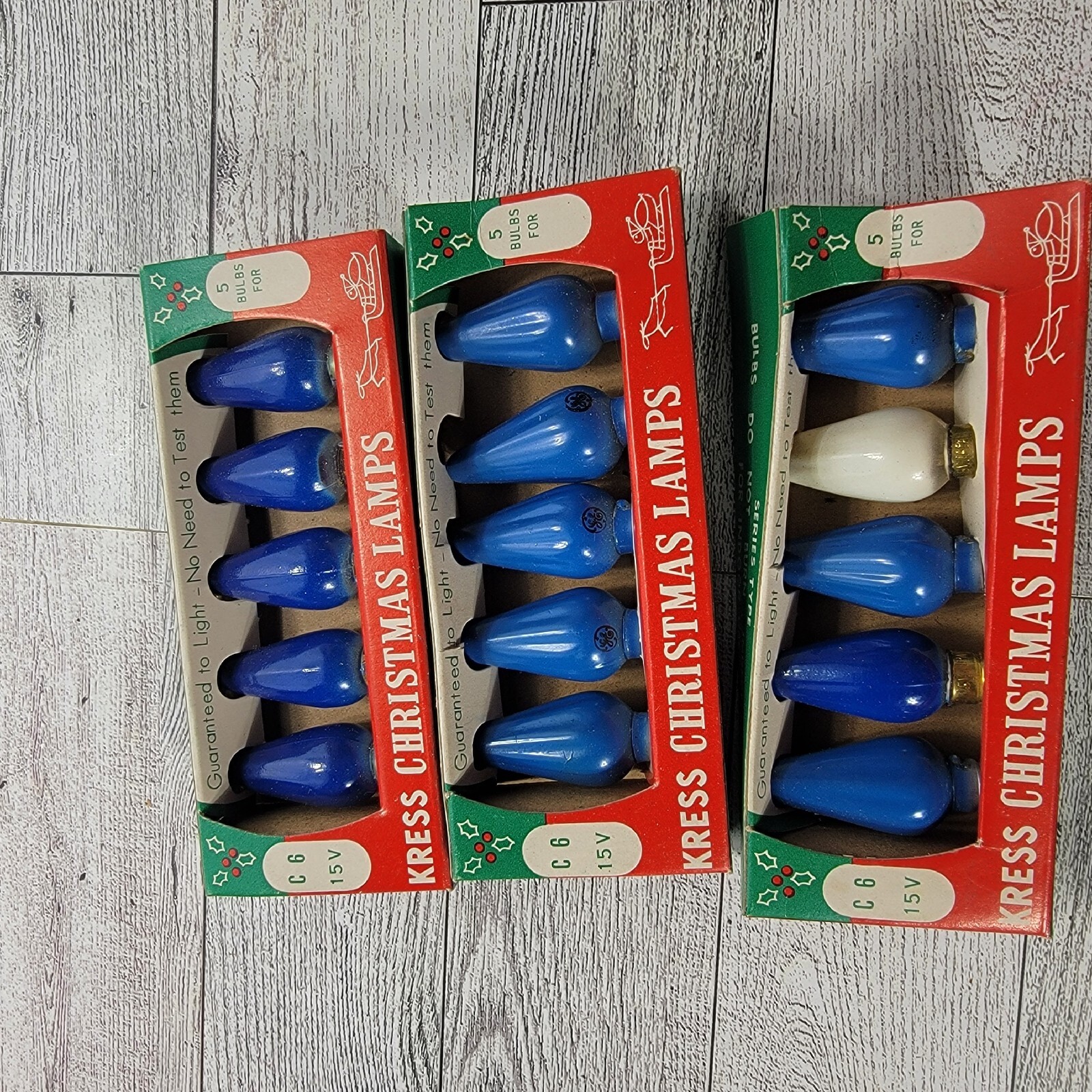 Vtg C6 GE Mazda Christmas Tree Lamps Lights 15 Bulbs In Kress Box | eBay