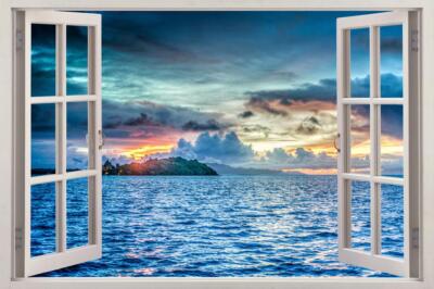 Bora Bora Ocean Sunset 3D Window Decal Wall Sticker Home Decor Art ...