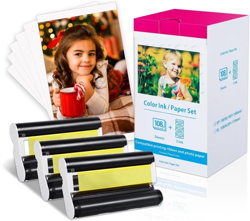 fit Canon KP-108IN Color Ink Paper Set 4x6 for Selphy CP1300 CP1200 ...