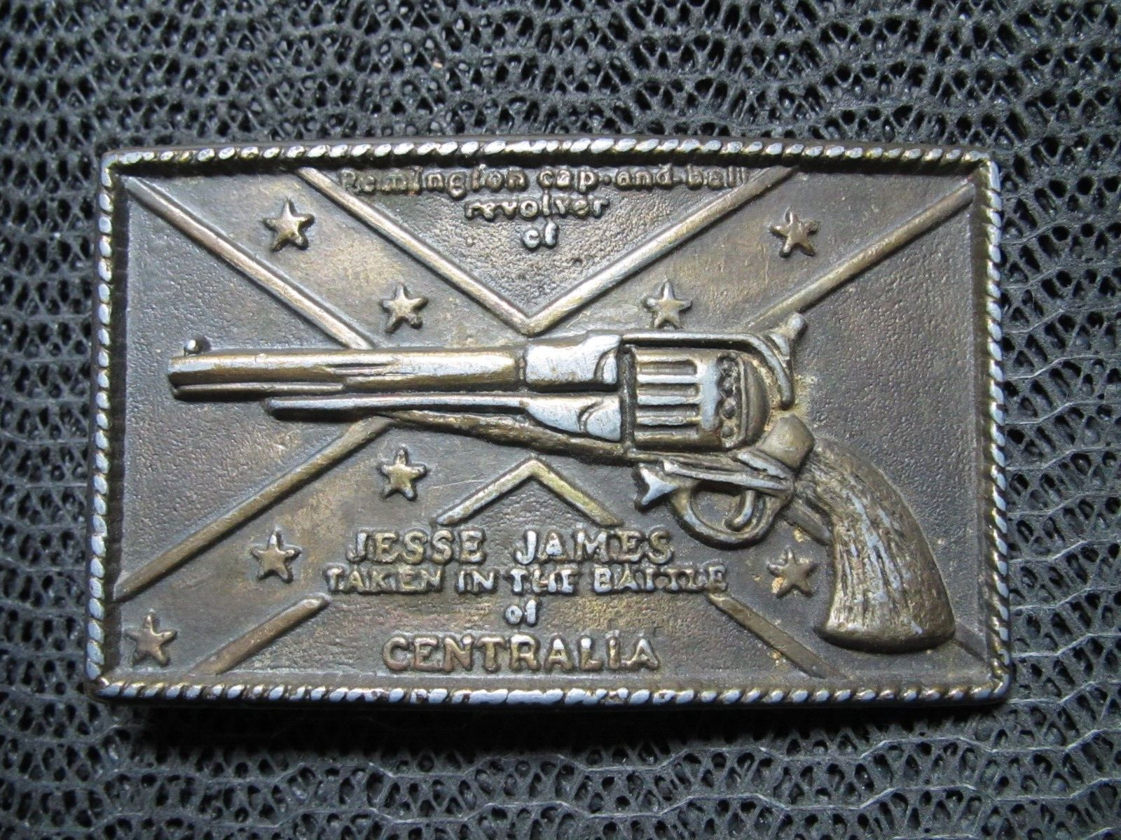 JESSE JAMES CAP & BALL REVOLVER COMMEMORATIVE BELT BU… - Gem