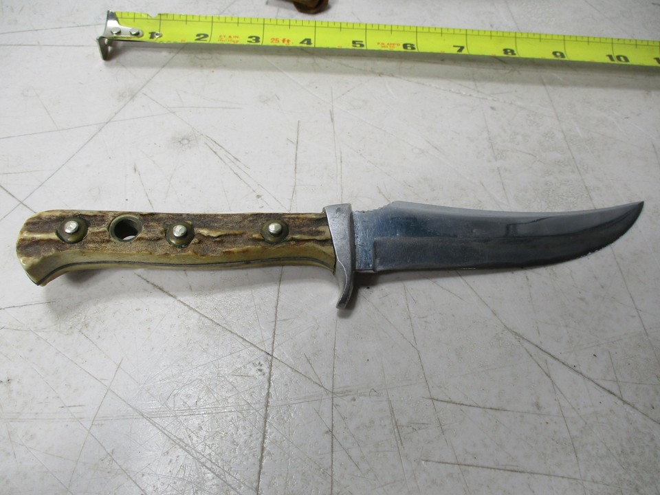 k31) Vintage 1968 Puma 6393 Skinner Solingen Germany Stag Fixed Blade ...