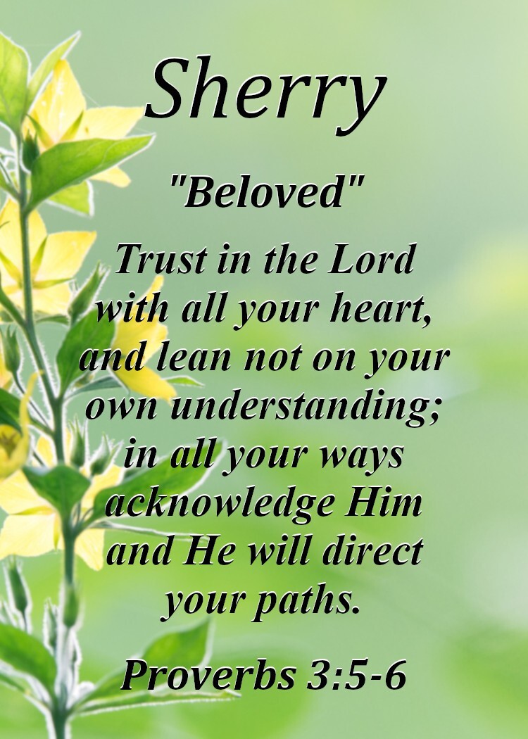 Sherry "Beloved" Keepsake Name Meaning Card with Bible Verse | eBay