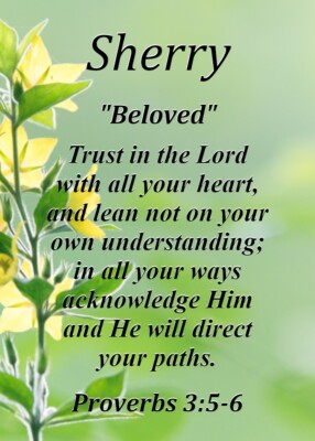 Sherry "Beloved" Keepsake Name Meaning Card with Bible Verse | eBay
