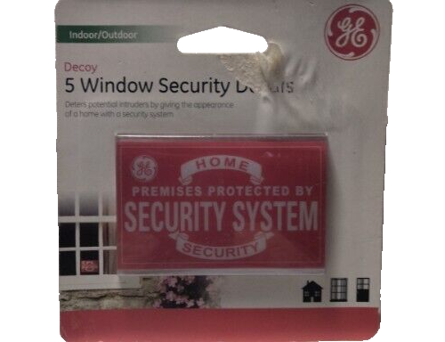 5 Pack GE Window Home Security System Decoy Decals - Deters Potential ...