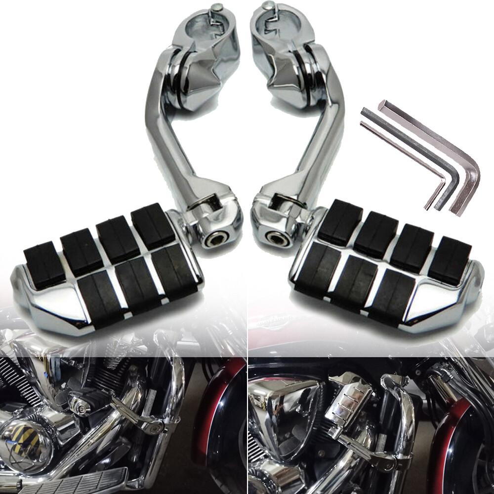 Chrome Long Highway Foot Pegs Crash Bar For Harley Cruiser Motorcycle 1 ...