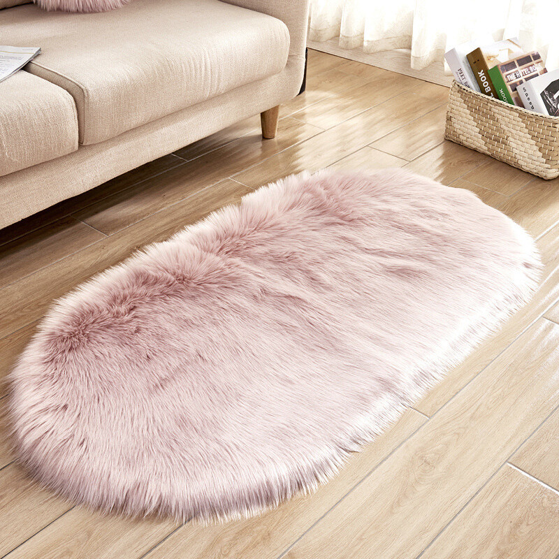 Shaggy Fluffy Floor Mat Rug Non-Slip Faux Sheepskin Bedroom Living Room ...