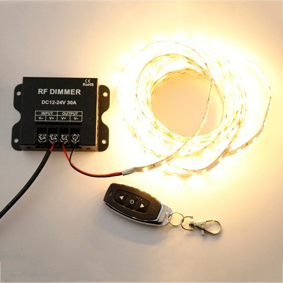 8A 20A 30A DC12V 24V RGB Controller 3 Keys Led Dimmer RF Wireless ...