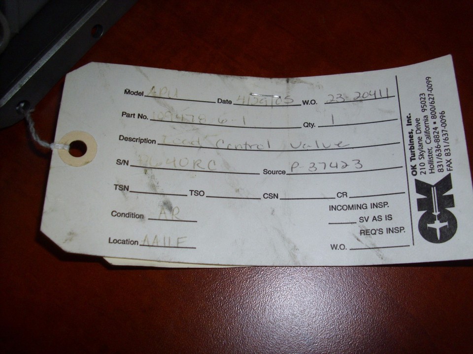 Garrett APU Turbine Load Control Valve 109478-6-1 | eBay