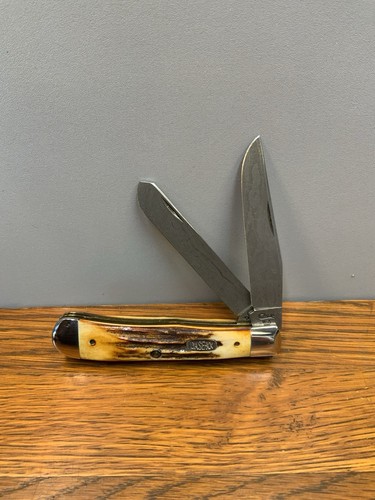 CASE XX DAMASCUS 5254 D BIG TRAPPER AWSOME STAG 1996 Box & Papers | eBay