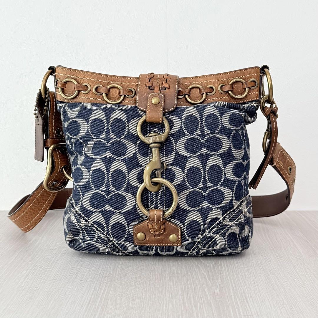 Rare COACH Denim Signature Shoulder Bag Indigo Limited Edition Vintage ...