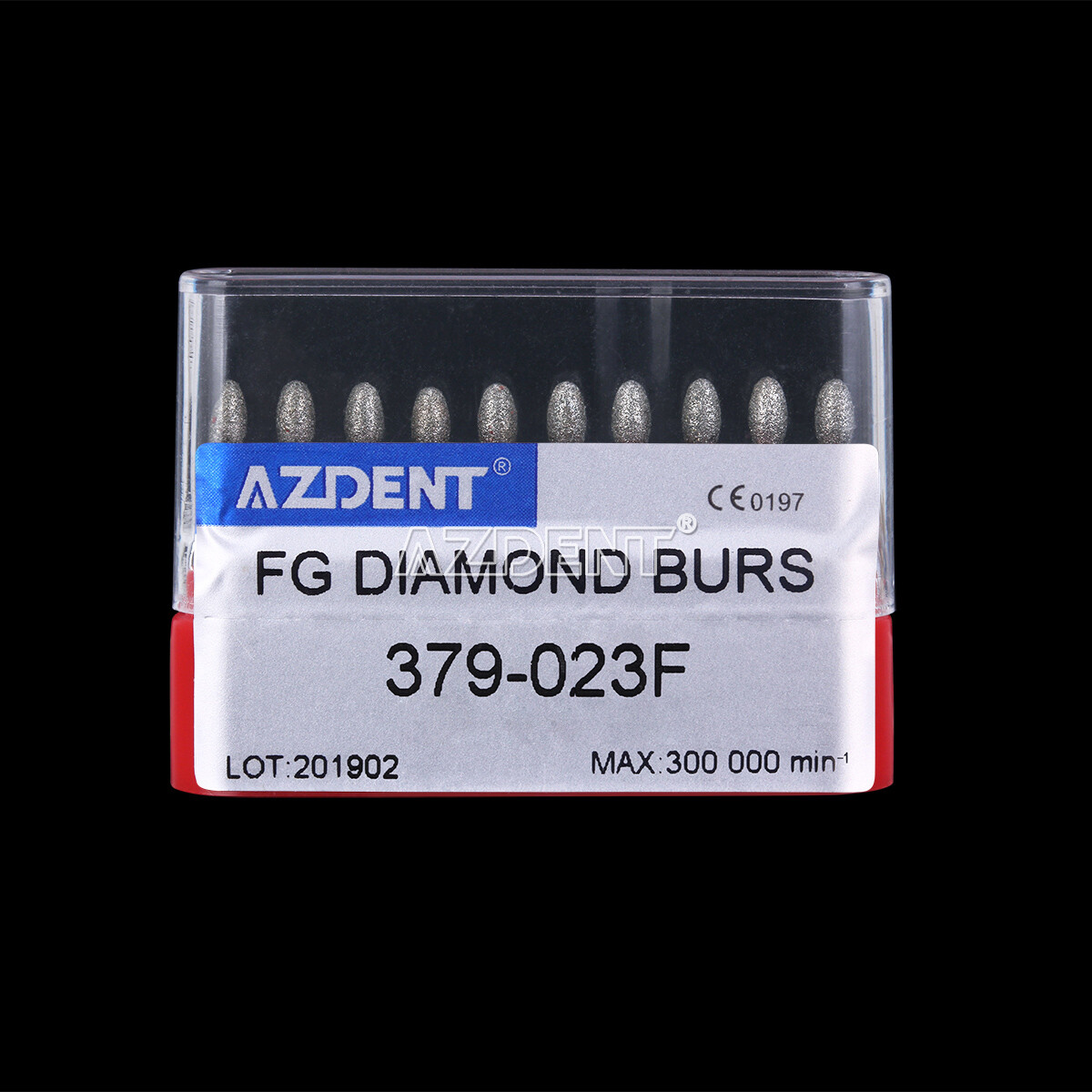 10Pcs Dental Diamond Burs FOOTBALL 379-023F FINE RED DEFEND Friction ...