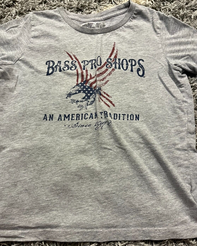 Bass Pro Shops All American Tradition Gray T-shirt Boys Size 10/12 | eBay