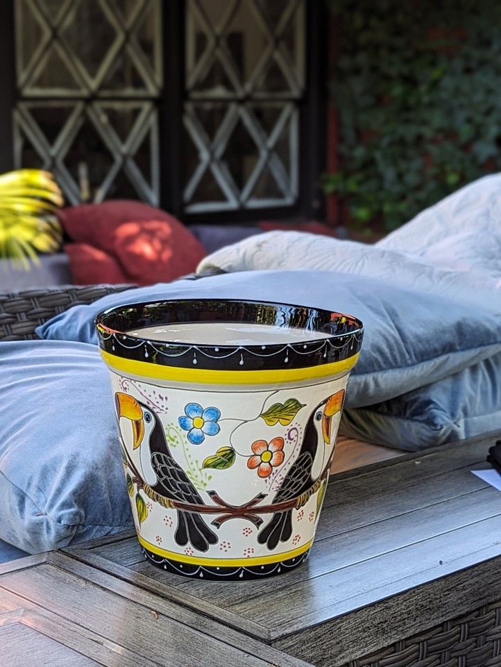 Toucan Flower Pot is Round Ceramic Planter Handmade in Mexico for ...