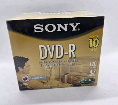 Sony DVD-R 10 Pack 120 Minutes 4.7 GB 1X-16X NEW Sealed Package. 3G | eBay
