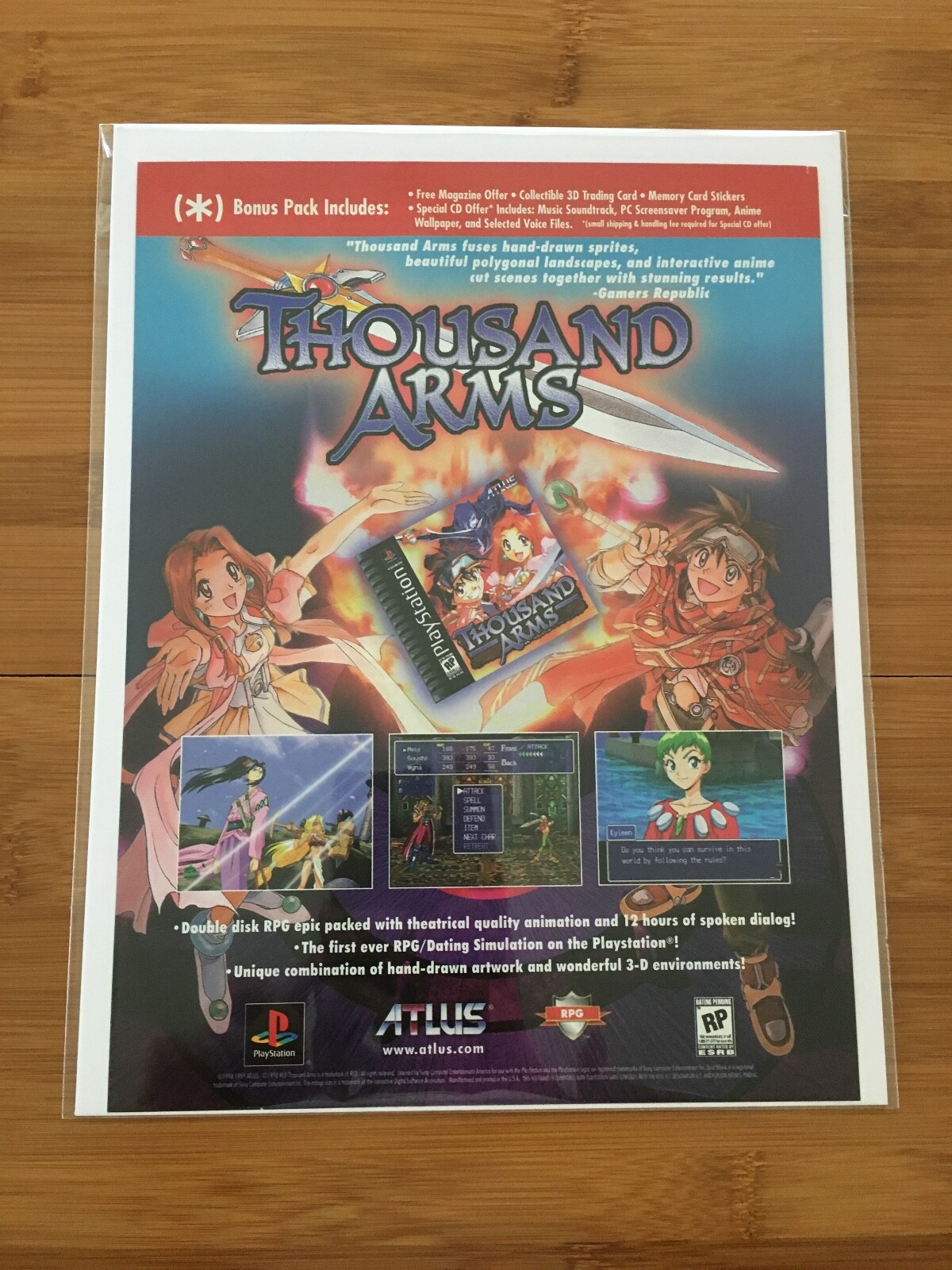 1999 Thousand Arms PS1 PSX Playstation 1 Vintage Print Ad/Poster ATLUS ...