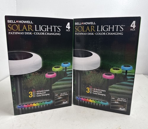 Bell + Howell Color Changing LED Solar Powered Disk Lights - 8 Pack NEW ...