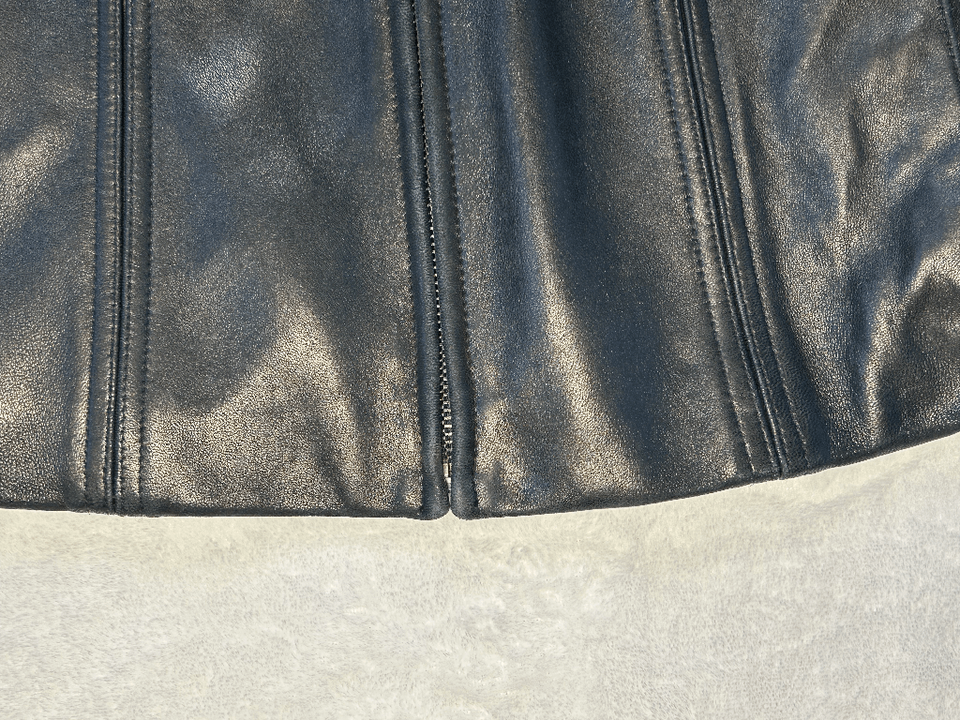 Preston & York Black Lamb Skin Leather Jacket Petite Size M Zip-up ...