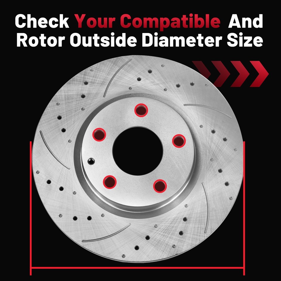 Front Disc Rotors and Ceramic Brake Pad for Hyundai Elantra 2007-2010 2 ...