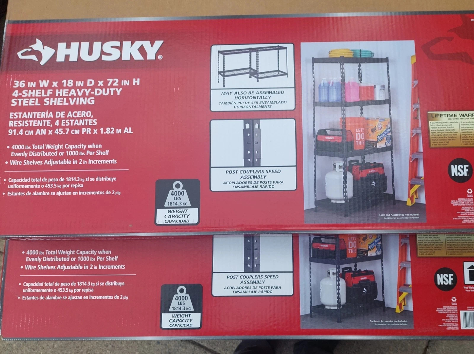 HUSKY 4-SHELF METAL HEAVY-DUTY Adjustable GARAGE STORAGE SHELVING UNIT ...