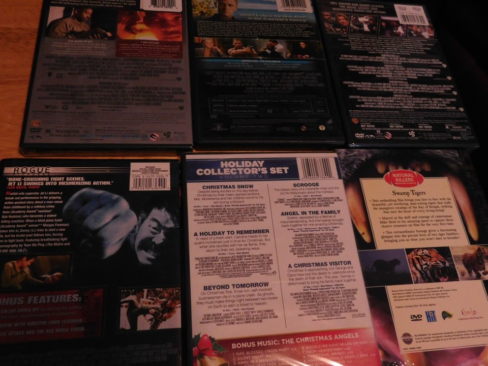 6 unopened DVD ELI, LEGEND, CASINO ROYALE, LETHAL WEAPON, UNLEASHED ...