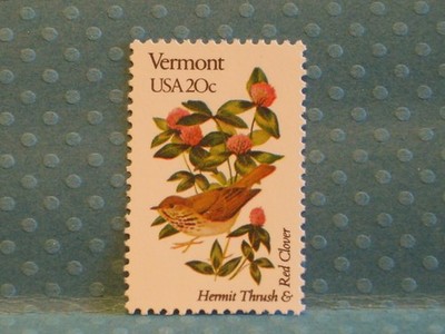 SINGLE Vintage 20 c US Stamps - Vermont's State Bird and Flower - No ...