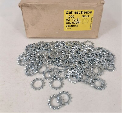 100 pcs - M10 DIN 6797A Zinc Plated Steel External Tooth Lock Washer | eBay