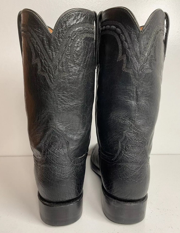 Lucchese 2000 Black Smooth Ostrich Roper Boots 9.5 D Exotic | eBay