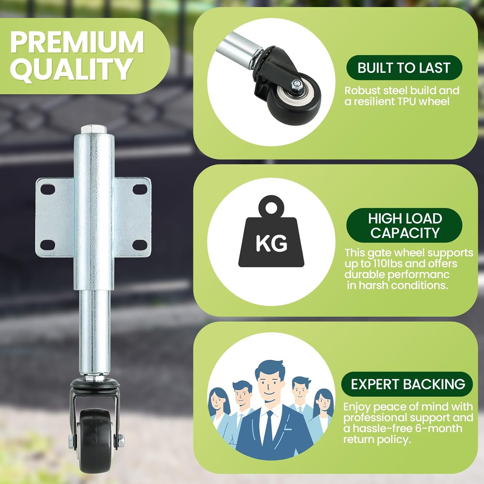 2" Spring Loaded Gate Caster, 2 PCS 2-1/2" Heavy Duty Farm Gate Wheels ...