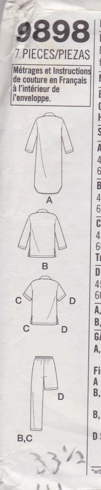 SIMPLICITY pattern 9898 UNISEX scrubs pyjamas nightshirt Sz XS S M ...