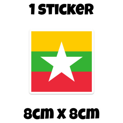Myanmar Flag Square Decal Vinyl Sticker 8cm x 8cm | eBay Australia