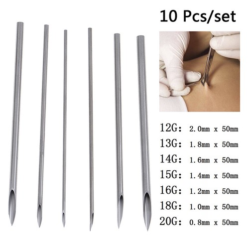 10Pc Disposable Sterile Body Piercing Needles Tattoo Piercing Needles ...
