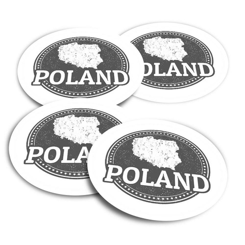 4x Round Stickers 10 cm - BW - Poland Map Travel Stamp Polish #40044 | eBay