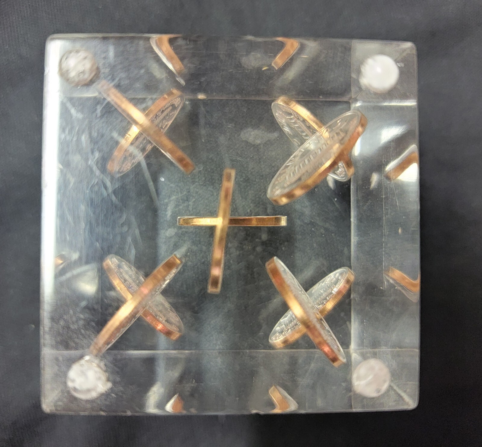 Penny Paperweight Acrylic Suspended Copper Coins 2x2x2 Cube Vtg Retro ...