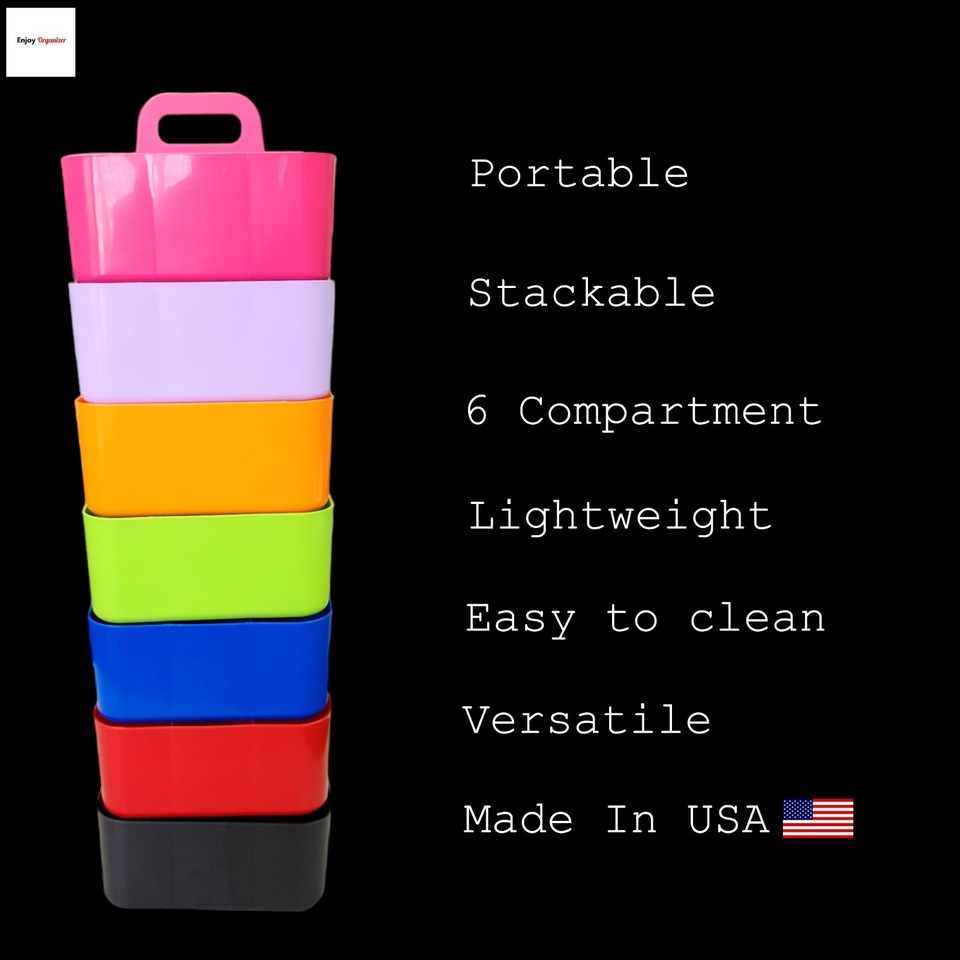 Small Stackable and Portable Simple 6-Compartment Caddy - Made In USA ...