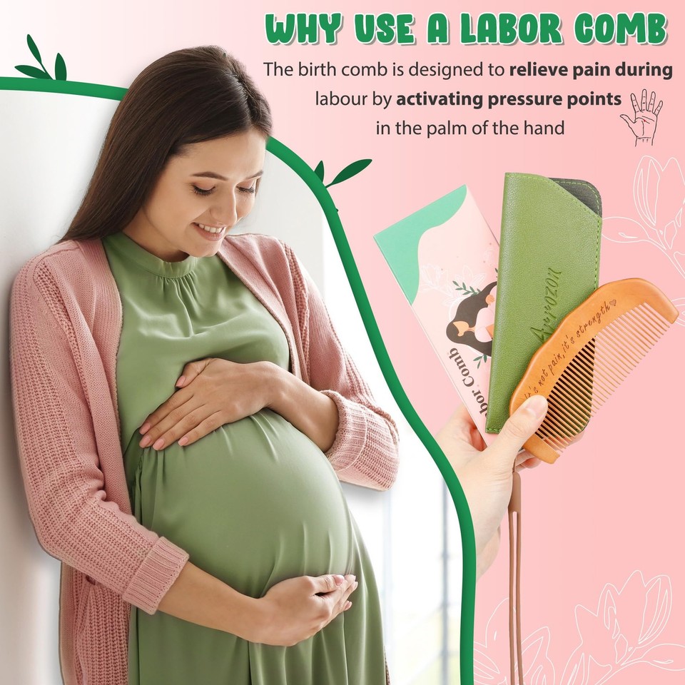 Arrozon Birth Comb for Women Labor, Wooden Labor Comb Natural Labor and ...