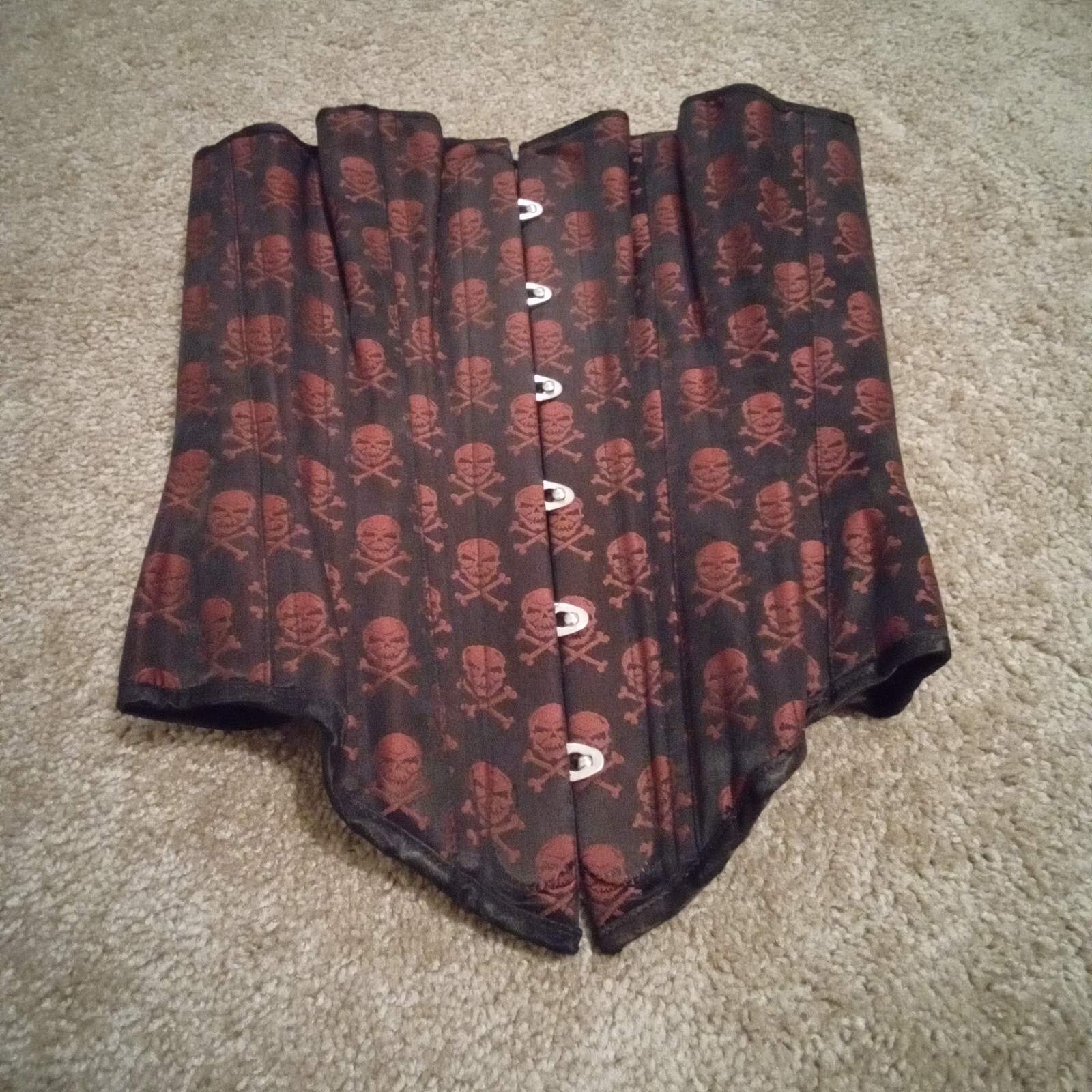 Skull Print Gothic Lace Up Corset - Gem