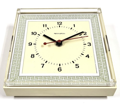 Vintage Remington Germany 7.5" Wall Clock Cream White Square 1.5v AZ057 ...
