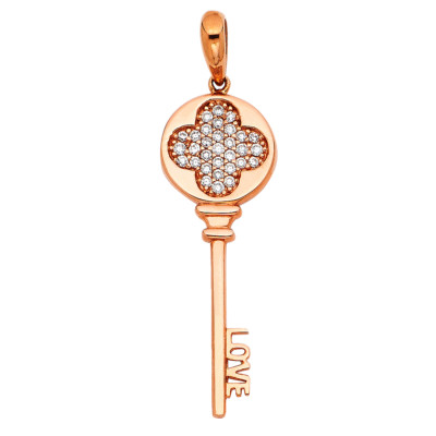 14K Real Rose Gold Love Key Pendant For Men Women Key Pendant | eBay