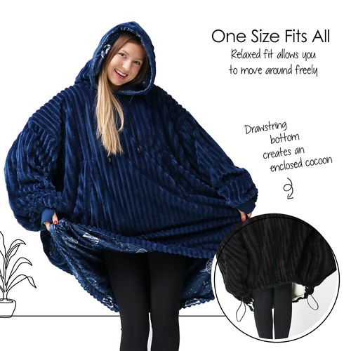 Wearable Blanket Reversible Oversized Warm Blanket Hoodie Sweatshirt ...