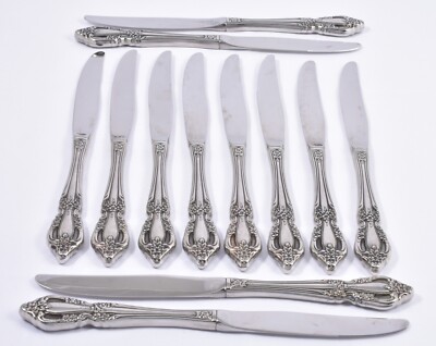 12 Oneida RAPHAEL Distinction Deluxe HH Stainless DINNER KNIVES 9 1/8 ...