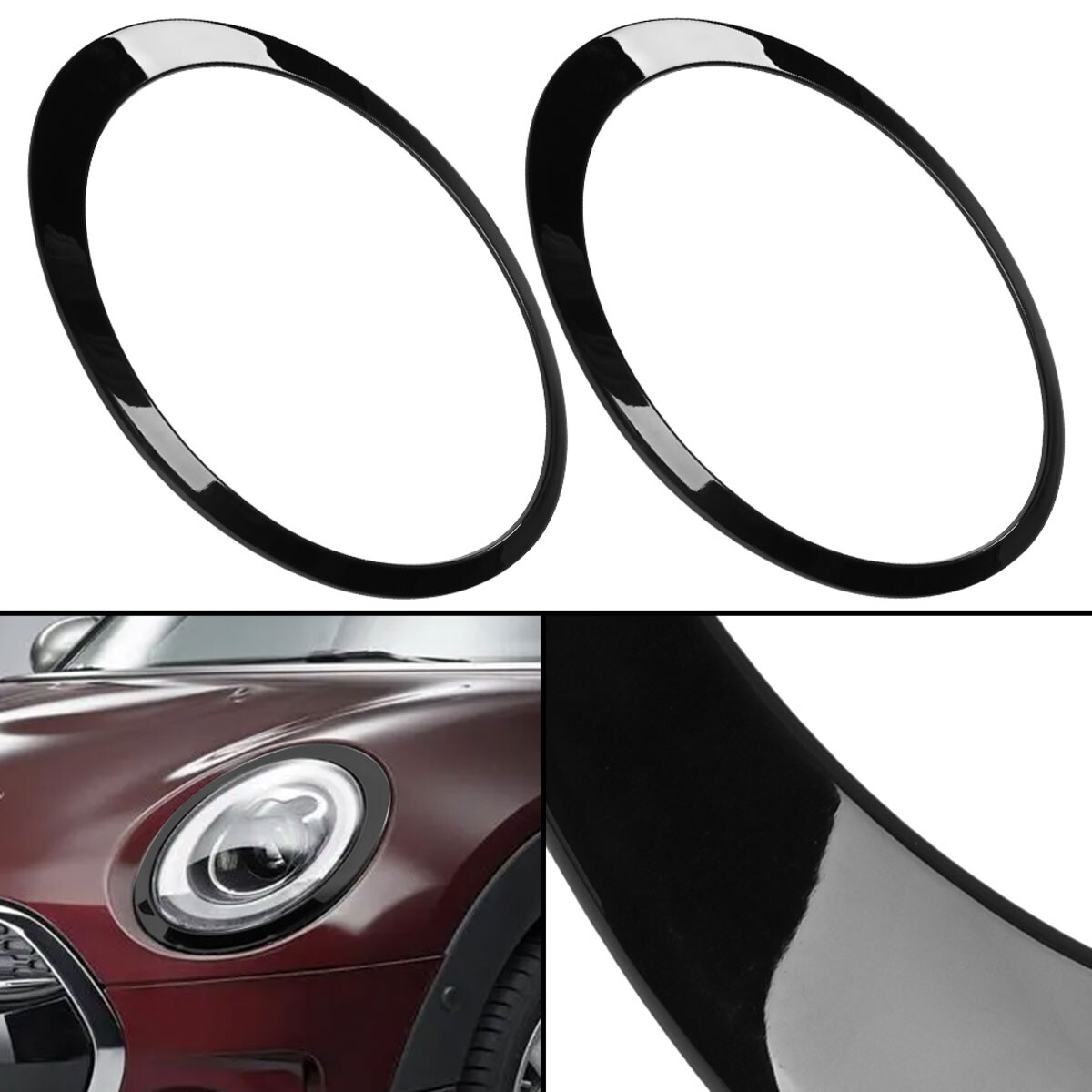 Gloss Black For Mini Cooper Clubman F54 2014-2019 Headlight Ring Trim ...
