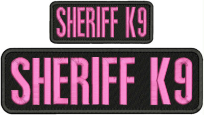 Sheriff k9 embroidery patches 3x10 and 2x5 hook on back pink letters | eBay
