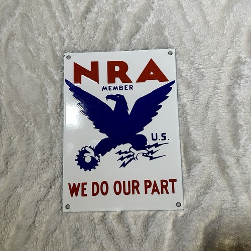 VINTAGE NRA NATIONAL RECOVERY ACT ROOSEVELT PORCELAIN METAL GAS & OIL ...