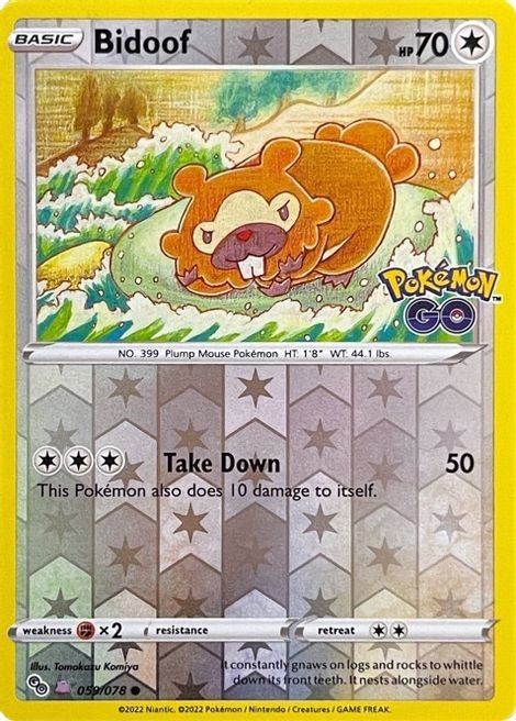 Ditto (Bidoof) - 059/078 - Pokemon Go Common Reverse Holo Unpeeled NM | eBay