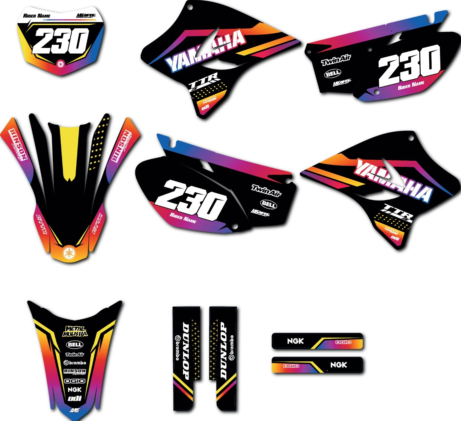 Yamaha TTR 230 2005 - 2023 sticker kit decal kit graphics Inject style ...