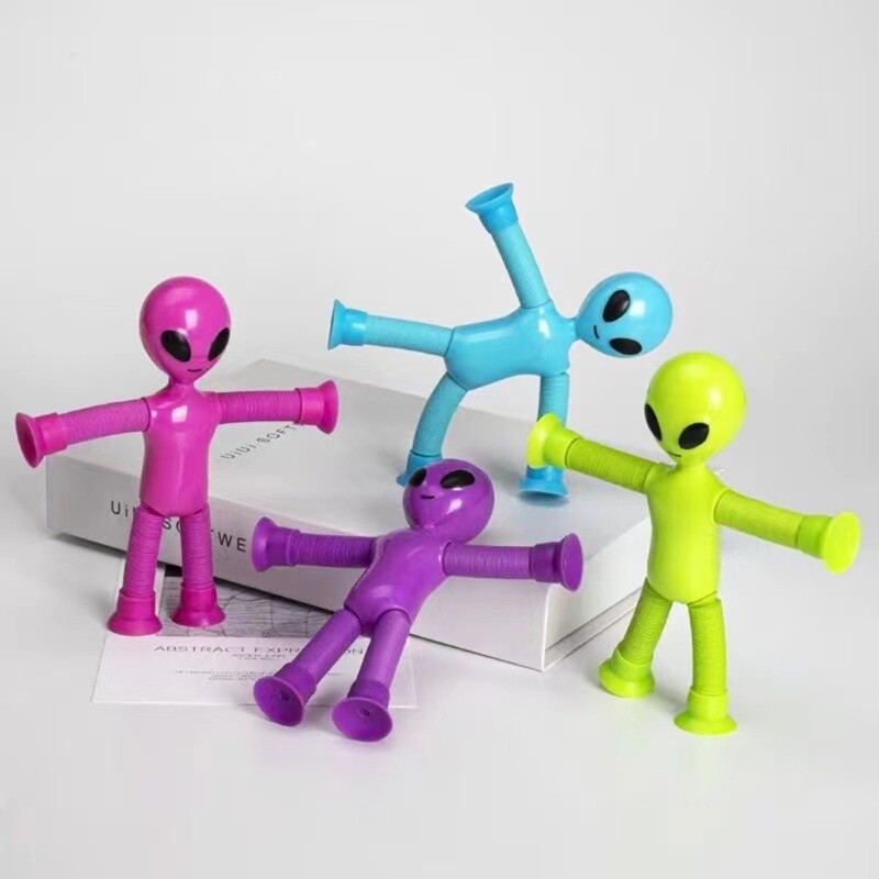 Cartoon Telescopic Alien Toy Puzzle Suction Cup Toy Parent-kid ...