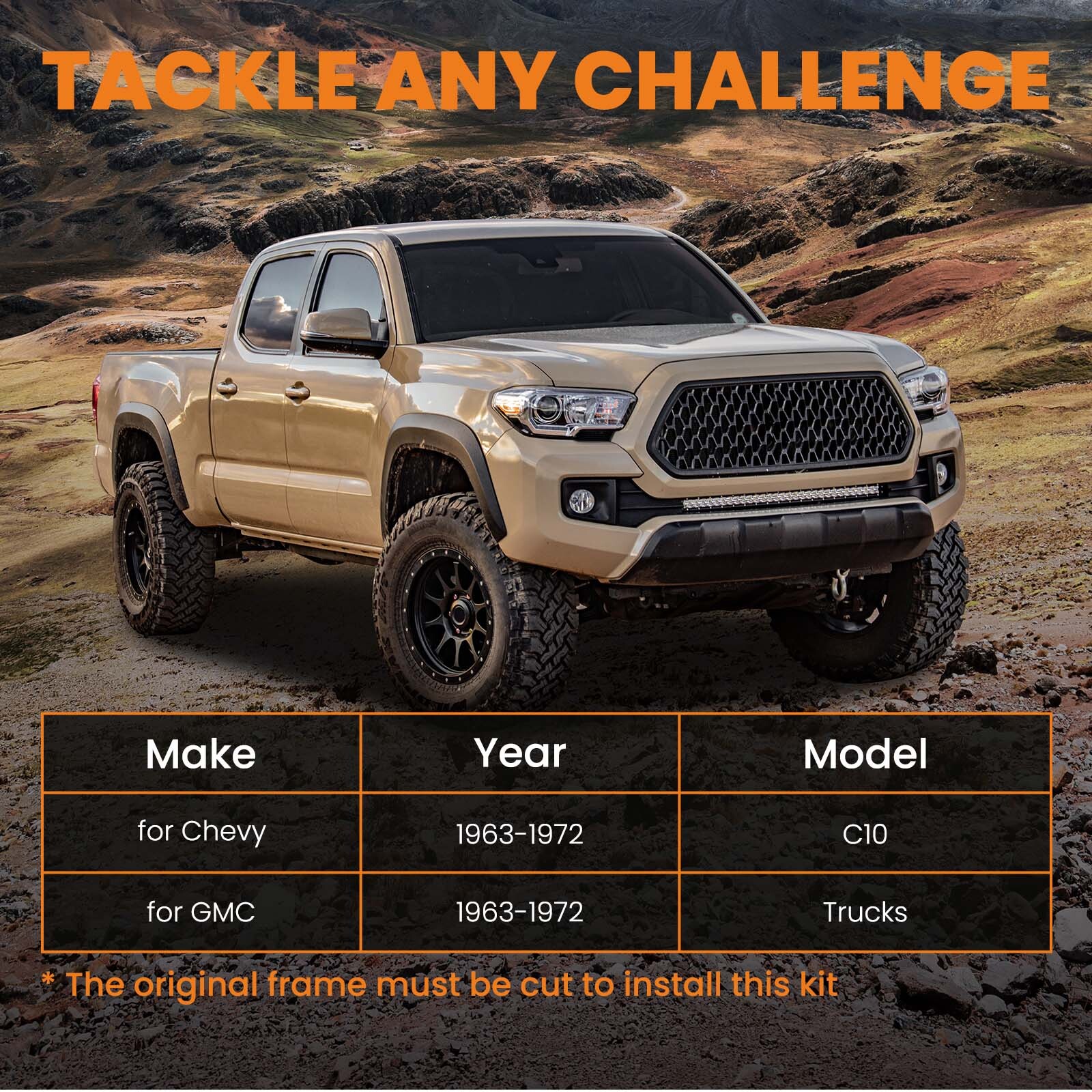 1 Pair Rear Frame C Notch Kit For Chevrolet C10 GMC Pickup Truck 1963 ...