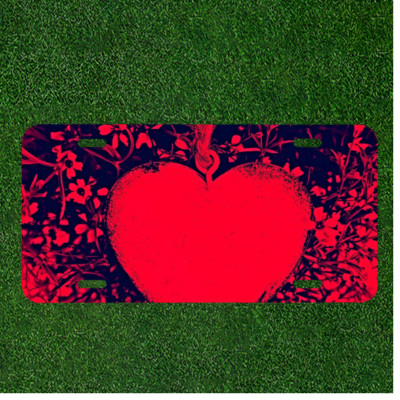 Custom Personalized License Plate Auto Tag With Cool Red Heart With ...